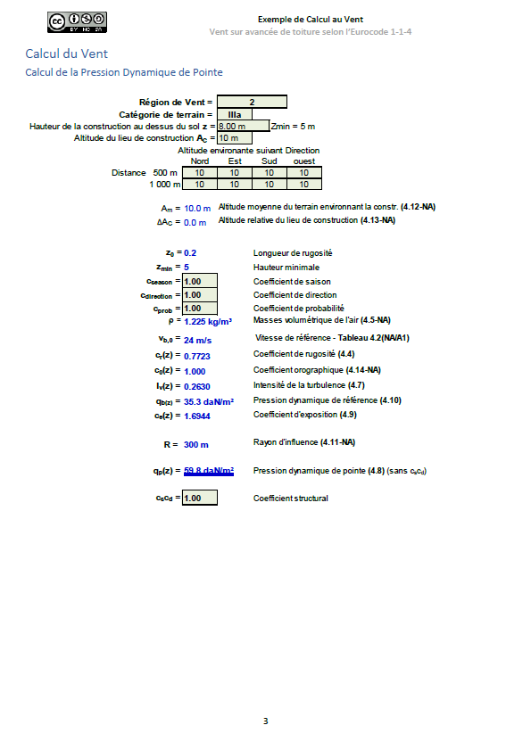 Exemple de calcul au Vent sur Avancée de Toiture selon EC1-1-4 – Cours Construction Acier